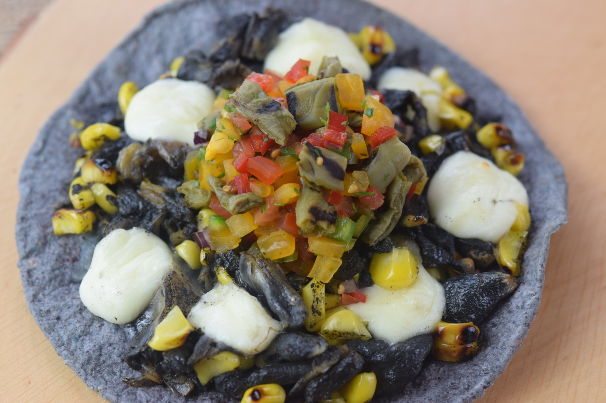 BLACK TRUMPET MUSHROOM TOSTADA WITH CACTUS SALSA - VEGWORLD Magazine